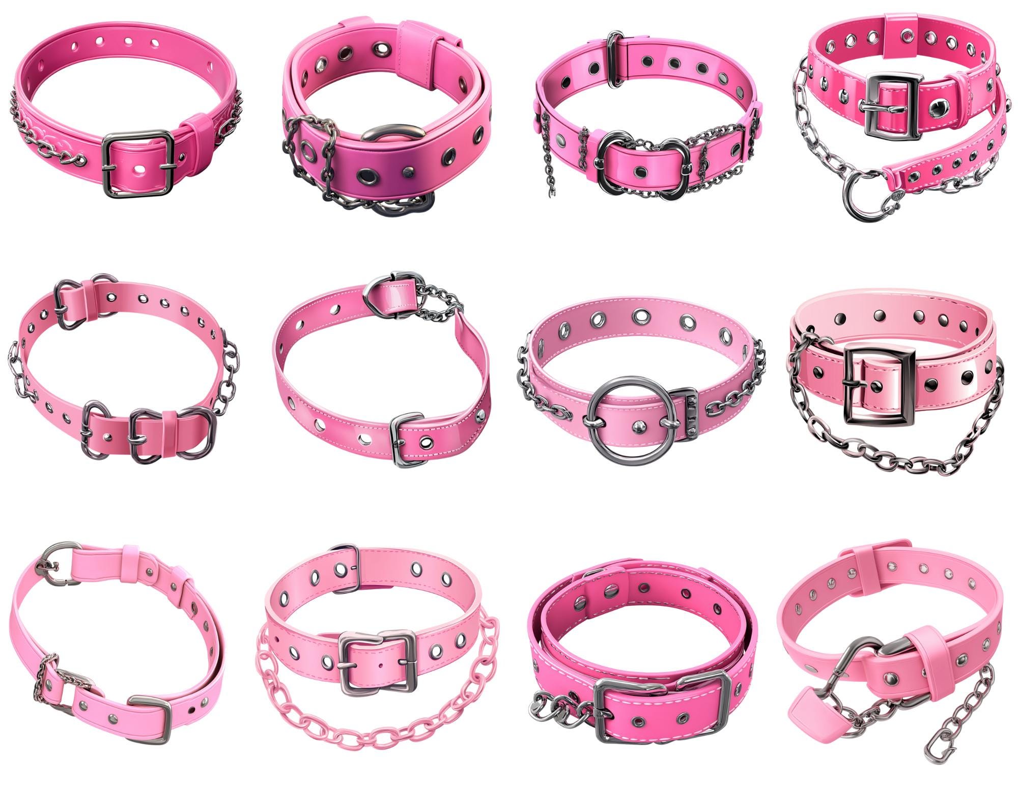 Pink Belt Clipart Bundle, Pink Leather Belt PNG, Edgy Fashion ...