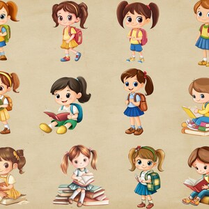 Clipart Cute School Children 24 PNG | Digital Print School Decor ...