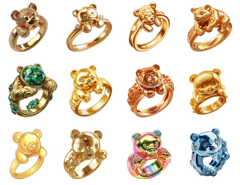Clipart Bear-shaped Rings Bear-shaped Rings PNG Digital Print Bear ...