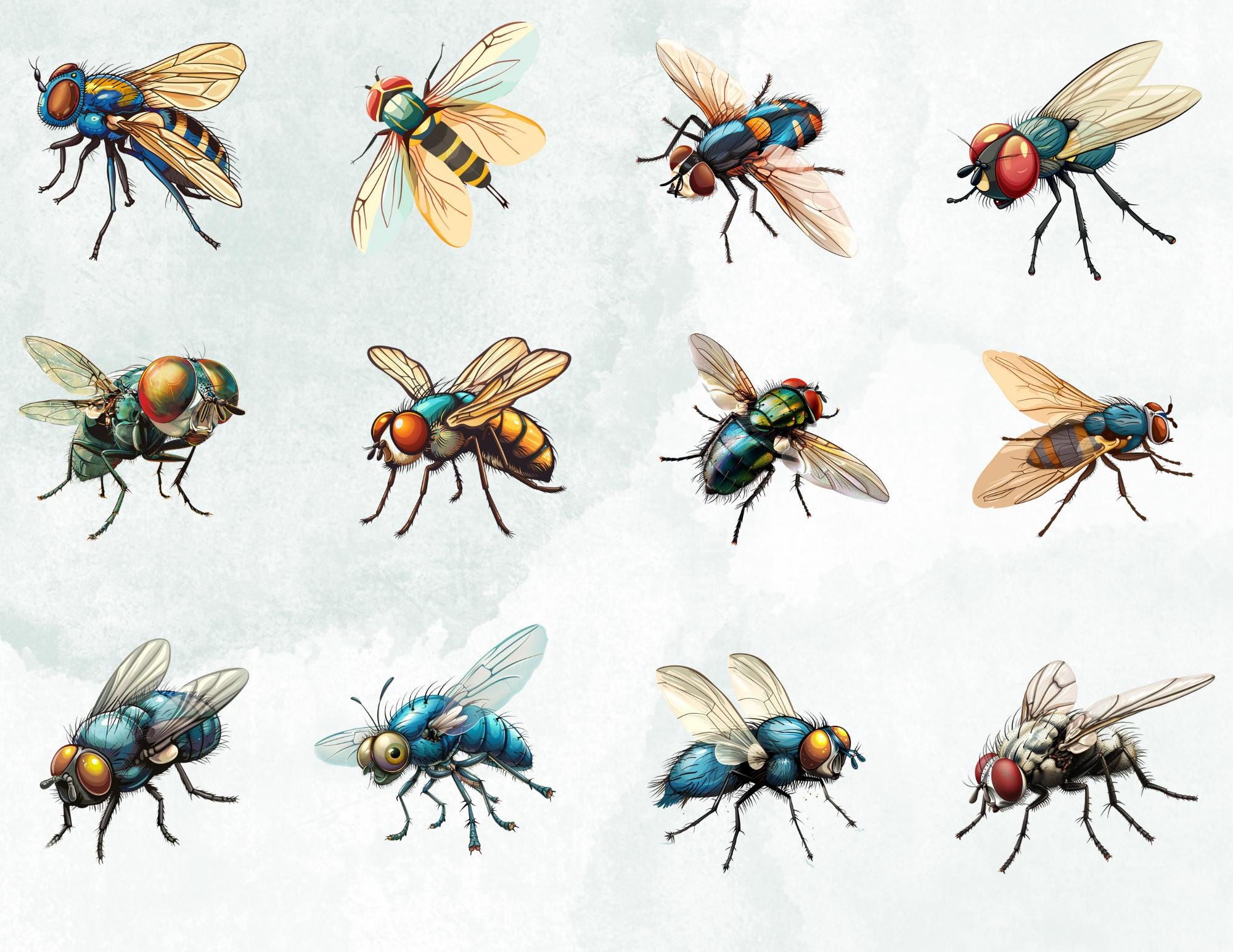 Clipart Cute Flies | Stylish Flies Graphics | Digital Insects ...