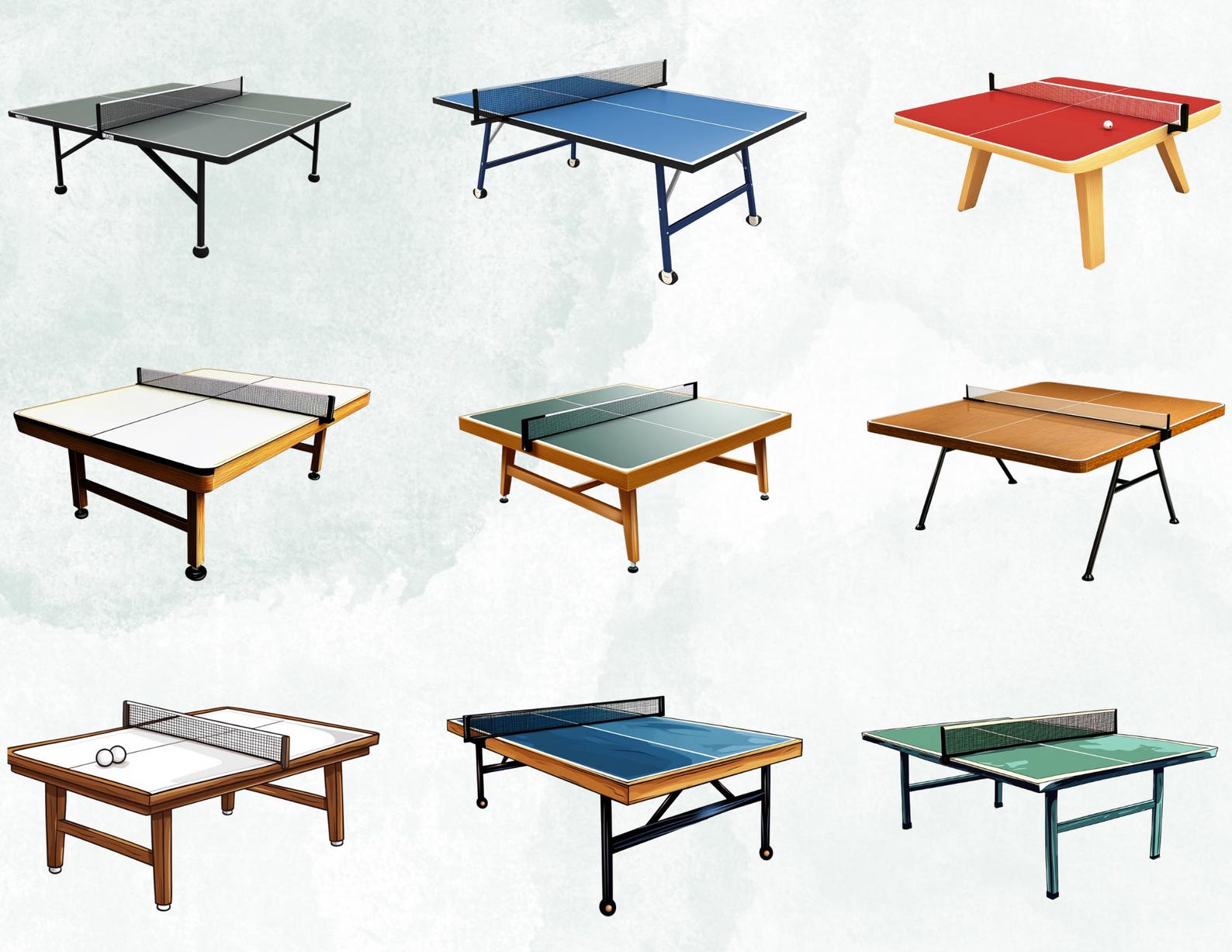 Clipart Ping Pong Tables | 44 PNG | Perfect for Sports Design and ...