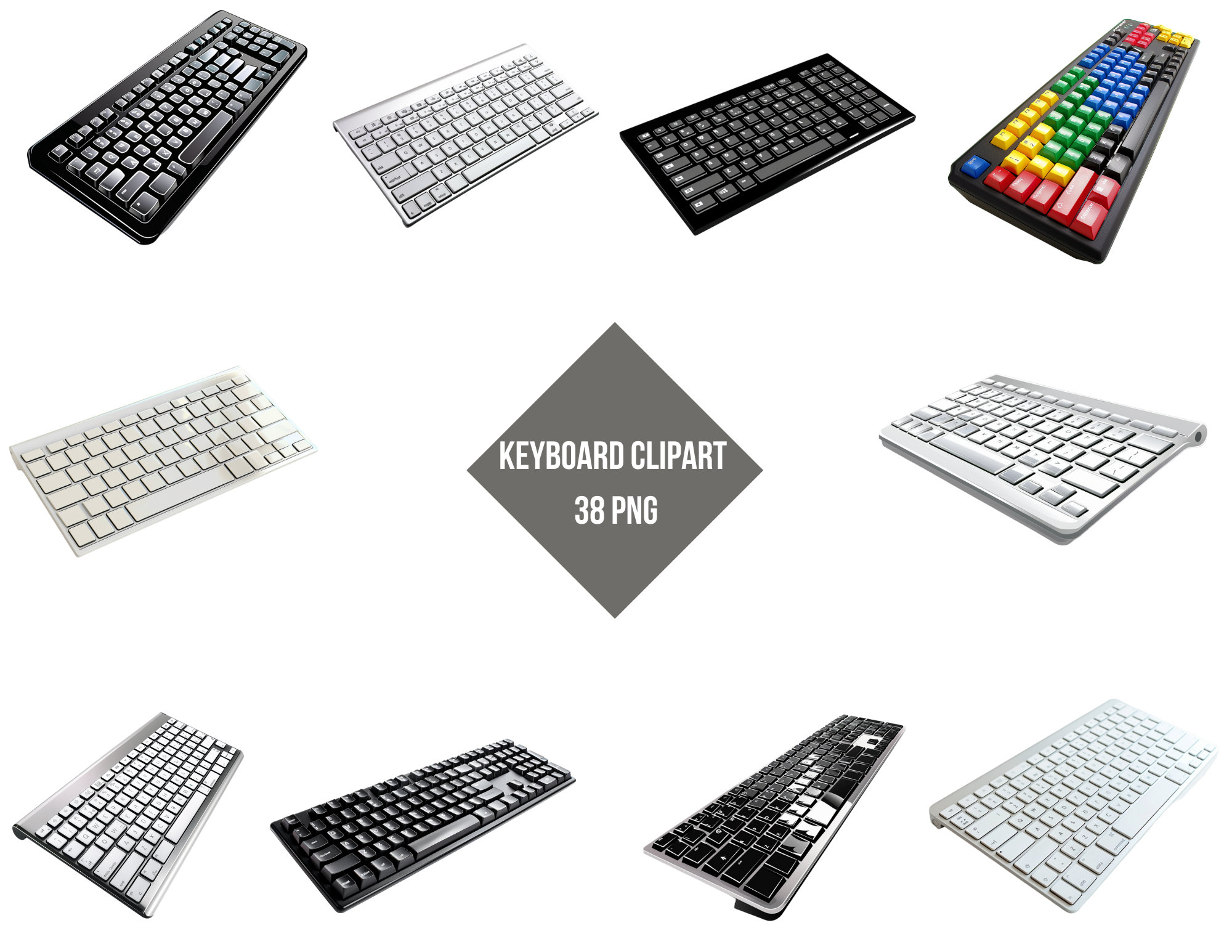Clipart Keyboards Keyboards PNG Digital Print Keyboards - Etsy