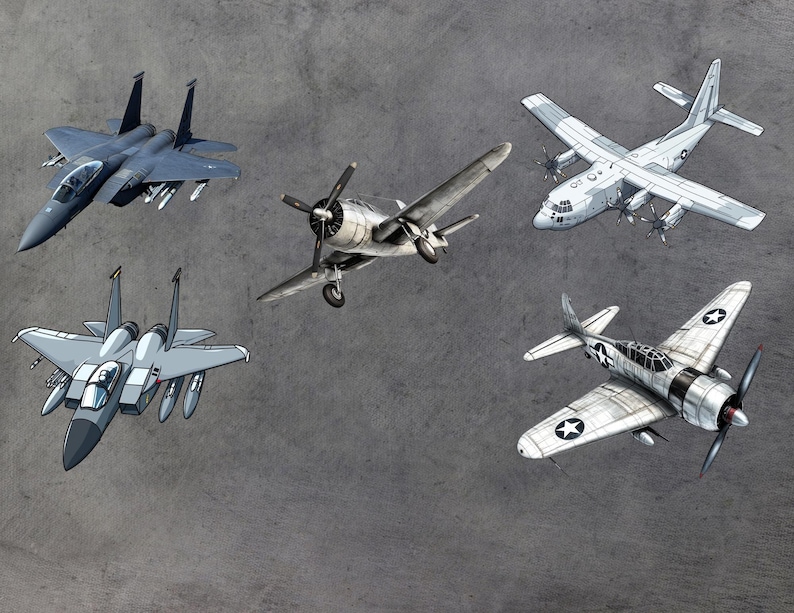 Military Airplanes Clipart | Army Airplanes 60 PNG | Digital Print ...