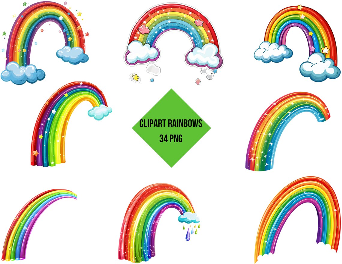 Rainbows Clipart Bundle | Magical Rainbow Designs PNG | Digital Art ...