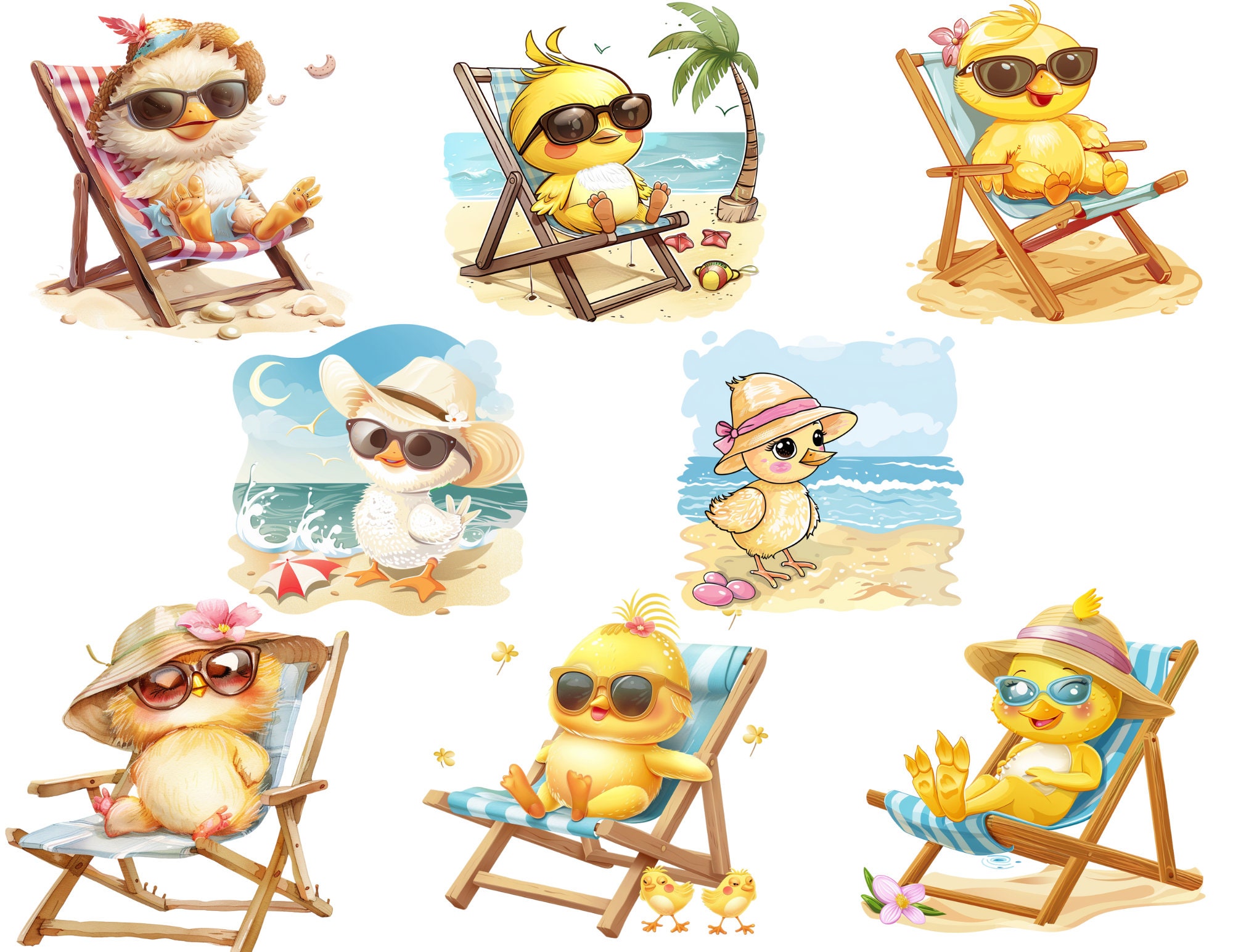 Beach Chicks Clipart: Summer Holiday PNG (digital Download) - Etsy