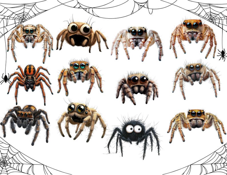 Funny Spiders Clipart | Spiders 49 PNG | Digital Print Pretty Spiders ...