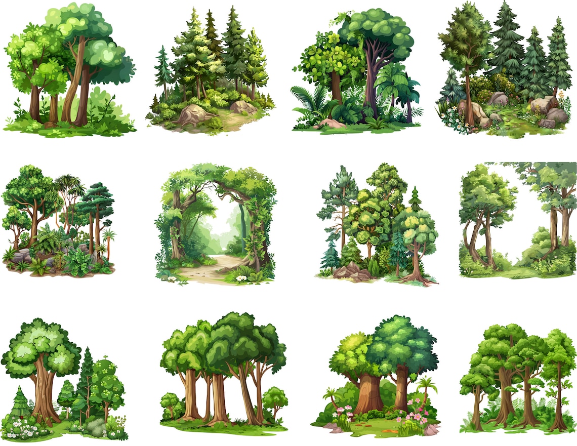 Enchanted Forest Clipart Bundle | Rustic Forest Digital Prints ...