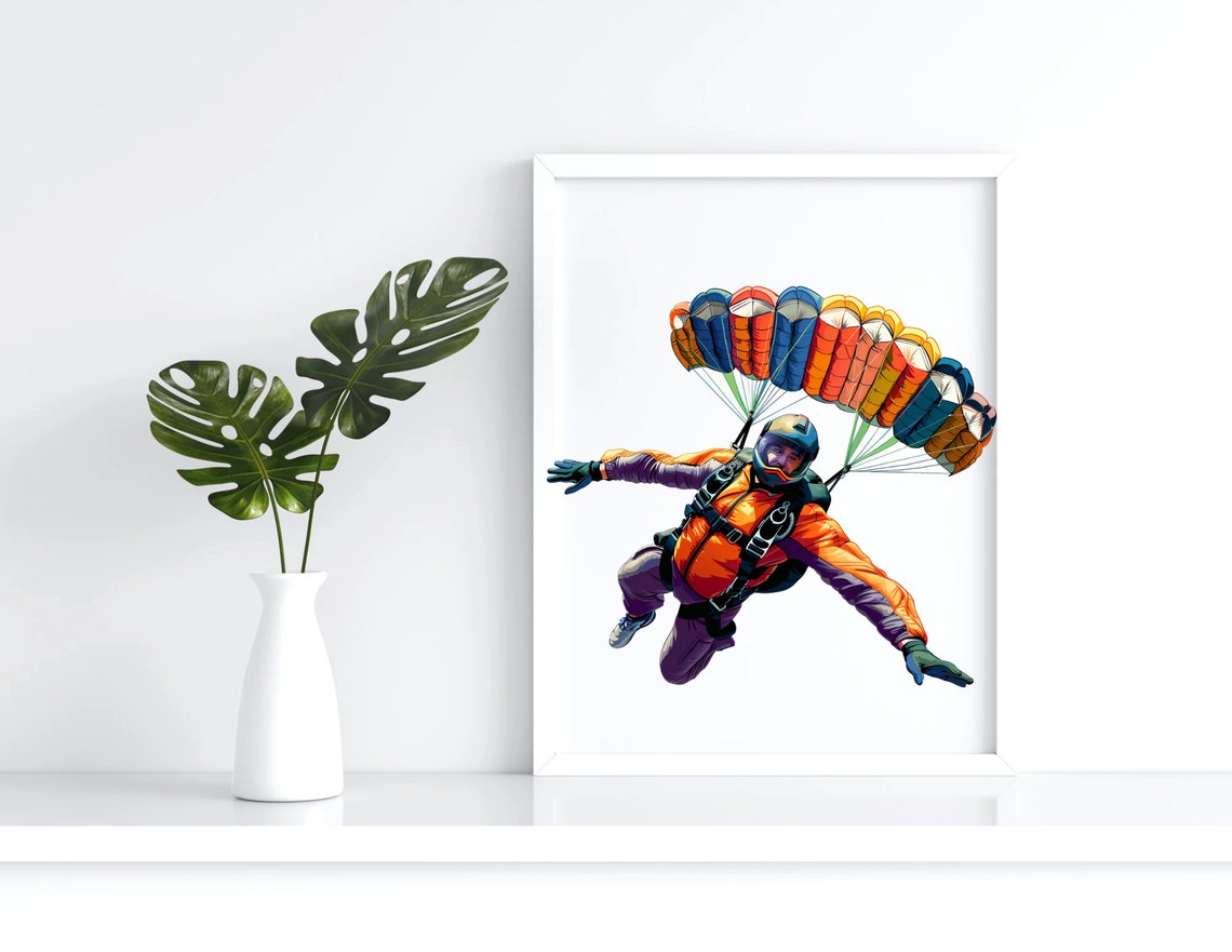 Skydiving Clipart Bundle | Colorful Parachute PNG | Digital Extreme ...