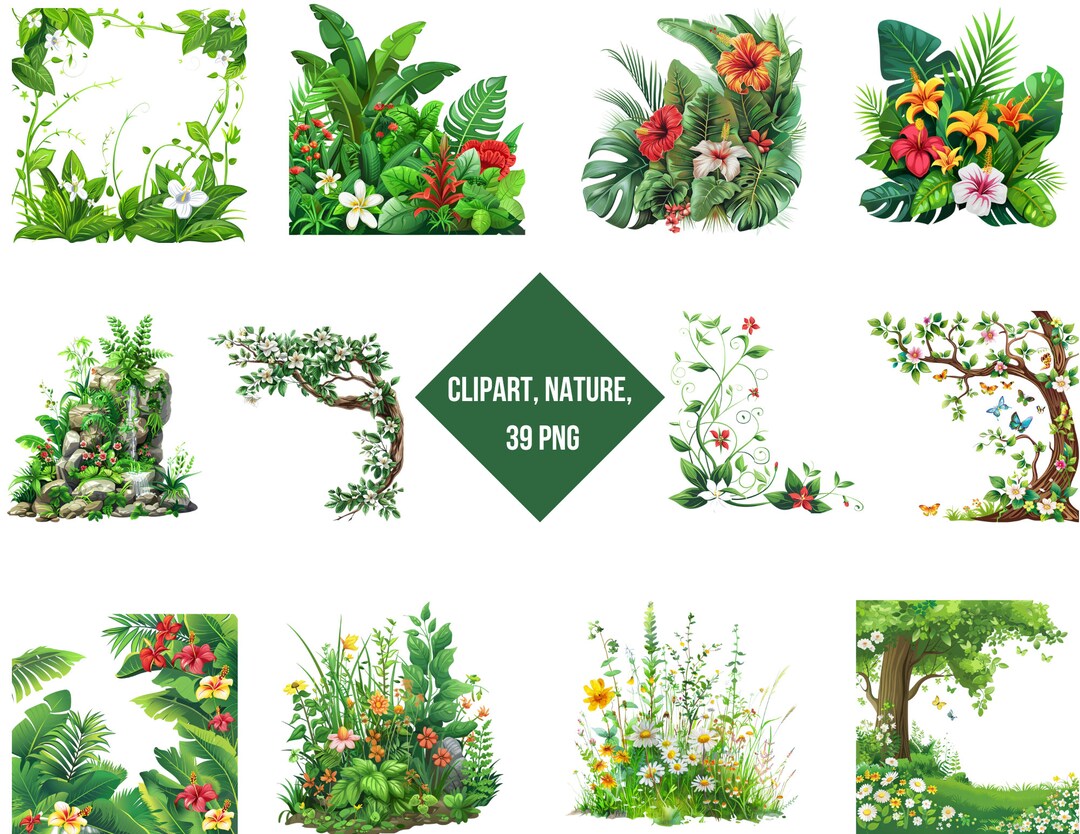 Clipart Nature | Pretty Decor for Invitations and Prokjects | Digital ...