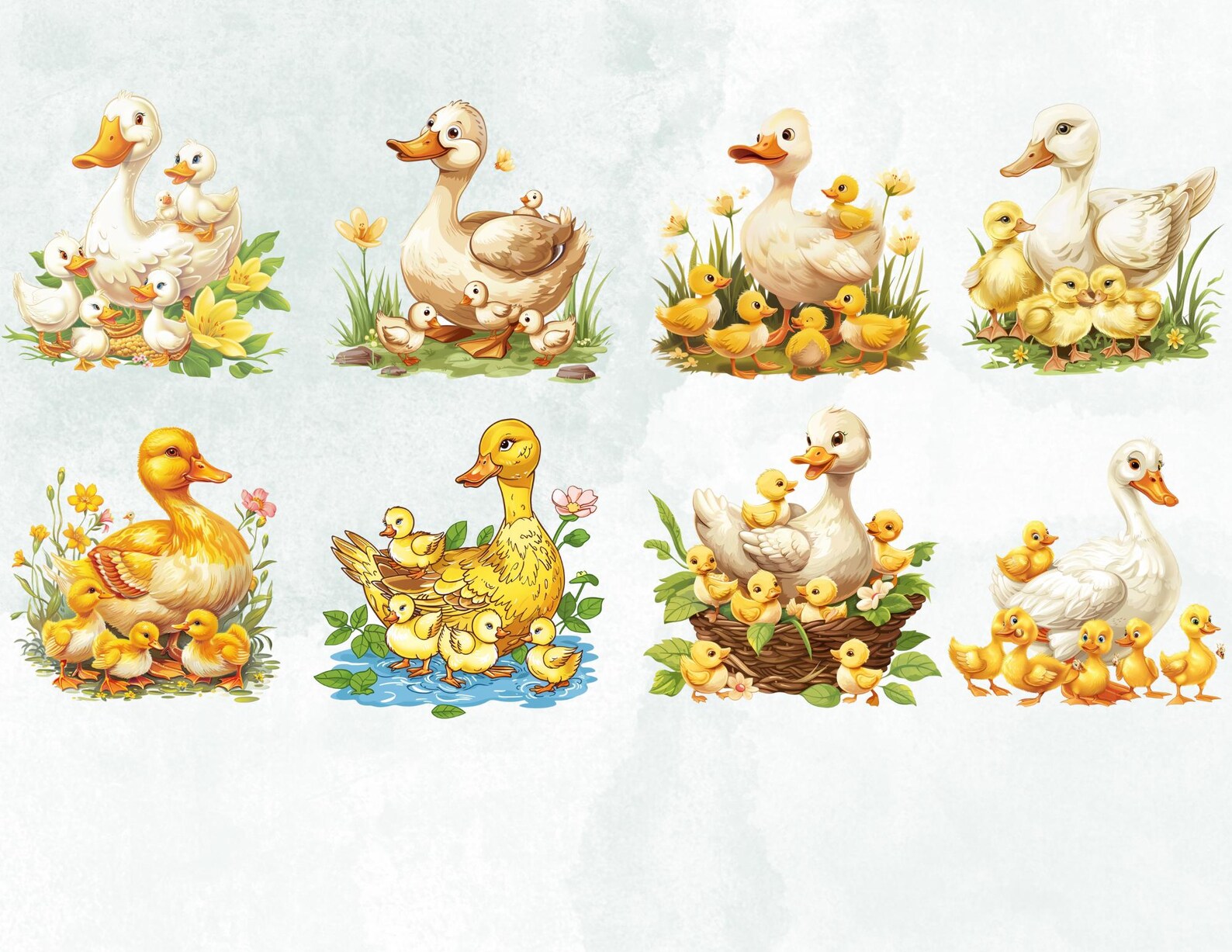 Clipart Adorable Ducks With Ducklings | Ideal for Crafts & Scrapbook ...