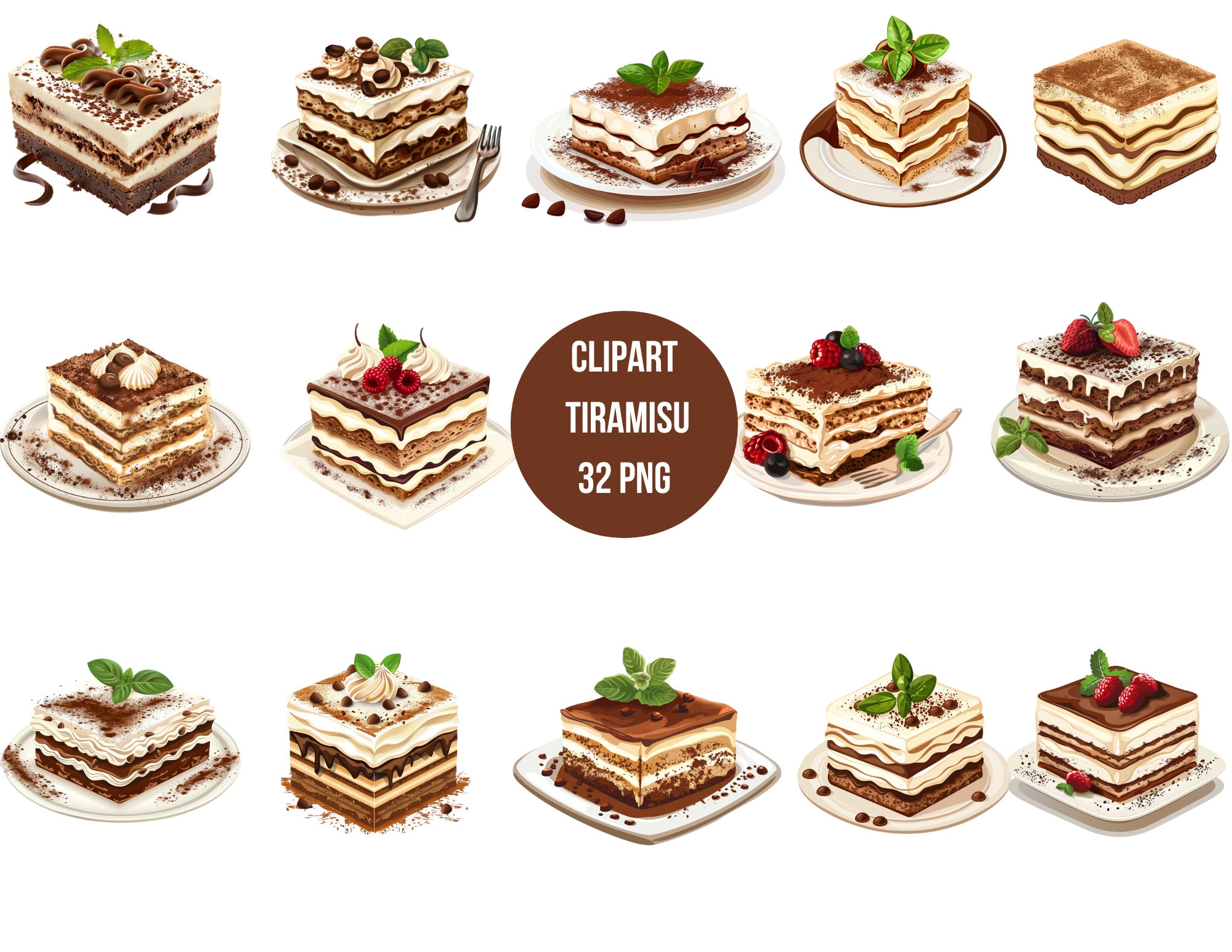 Tiramisu Clipart Set | 44 Pngs for Kitchen Designs and Creative ...