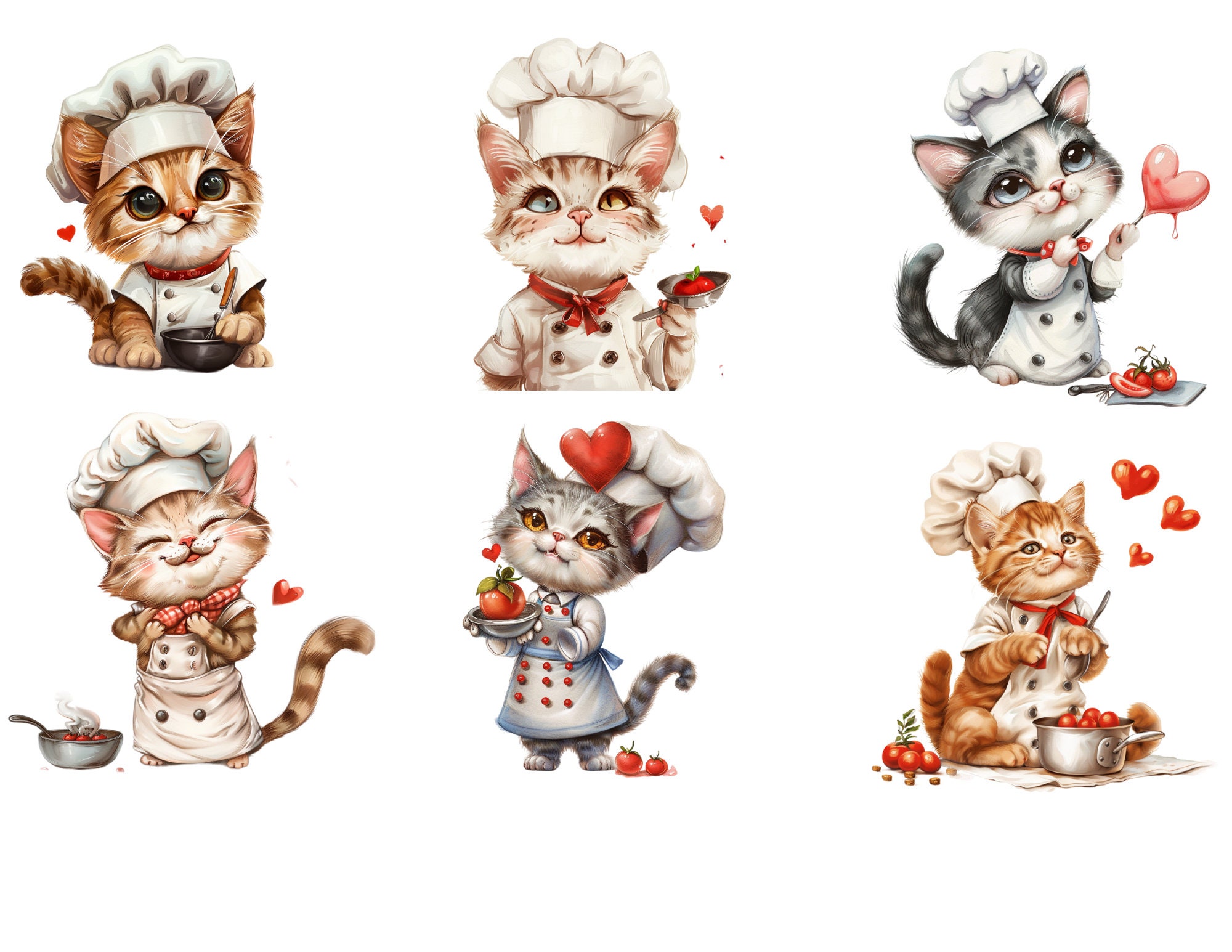 Clipart Chef Cats Bundle | Chef Cats PNG | Digital Print Cute Chef ...