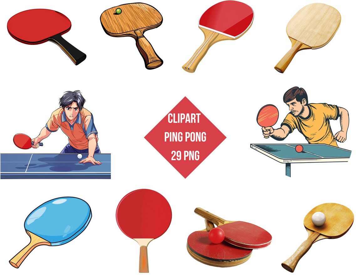Clipart Ping Pong | Ping Pong PNG | Digital Print Ping Pong ...