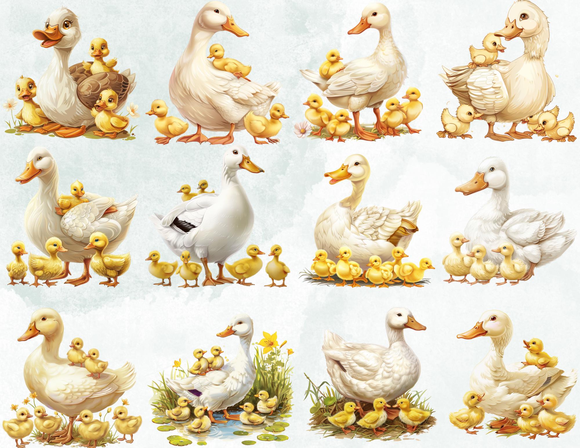 Clipart Adorable Ducks With Ducklings | Ideal for Crafts & Scrapbook ...