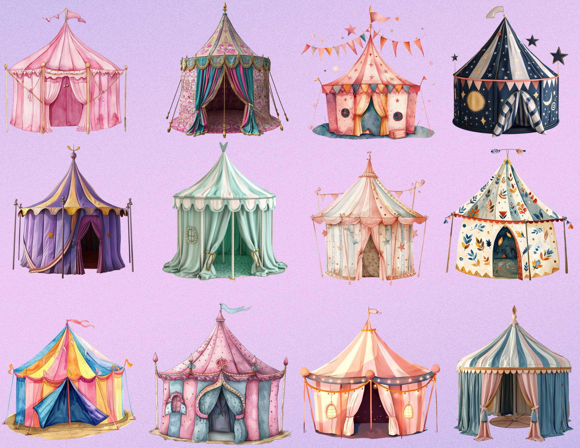 Colorful Tent Clipart Bundle | Camping Illustrations (commercial Use ...