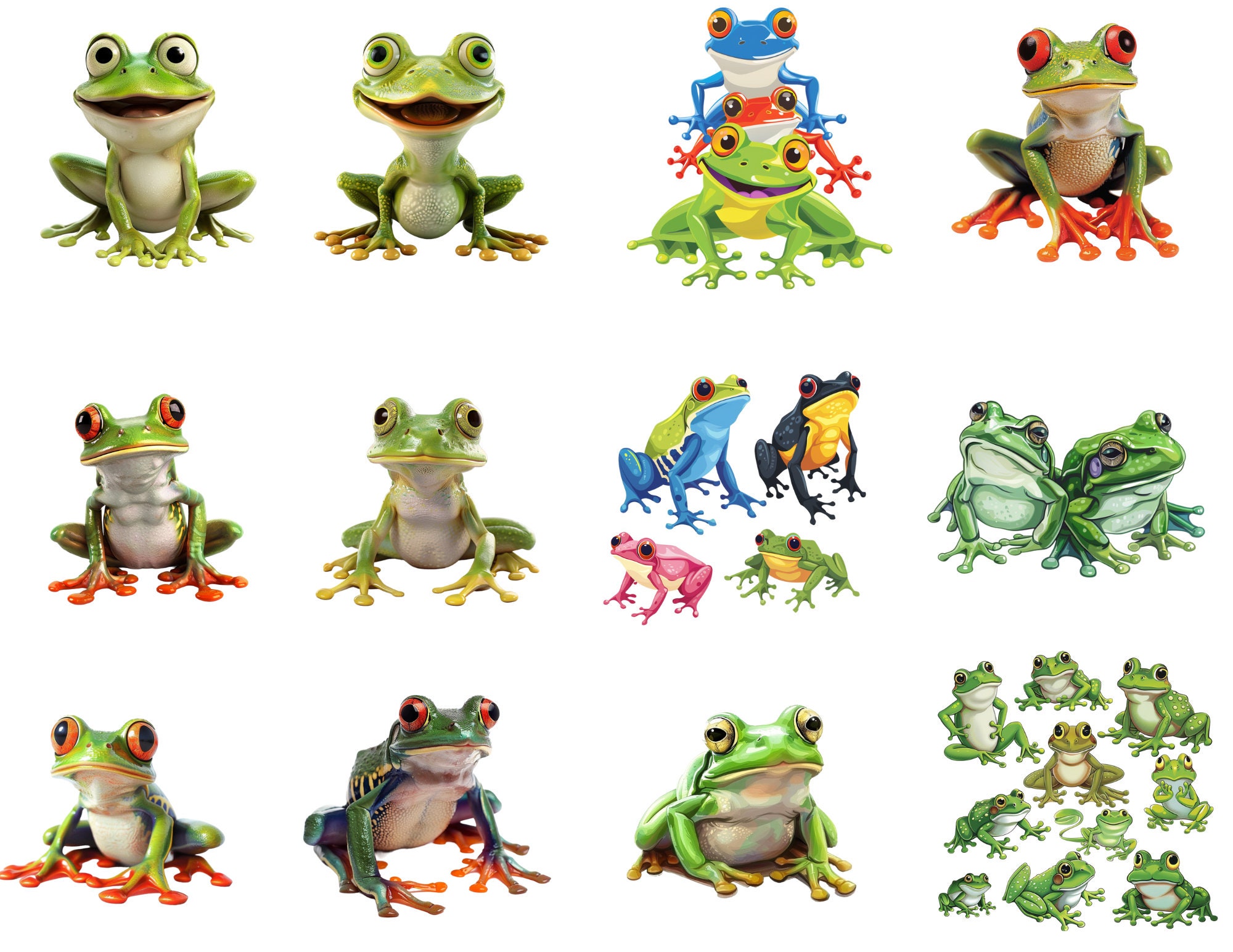Clipart Frogs Frogs PNG Digital Print Frogs Transparent Background High Quality Instant Download ...