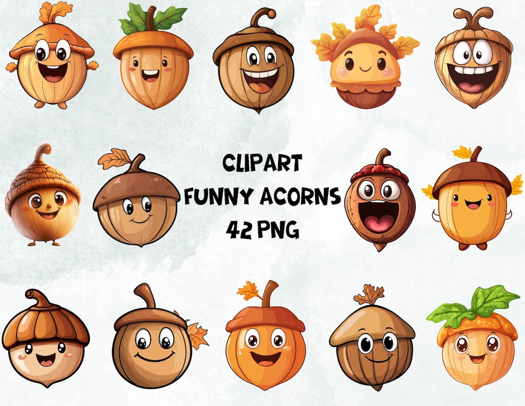 Clipart Funny Acorns | Pretty Acorns PNG | Digital Print Cute Decor ...