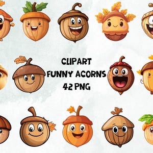 Clipart Funny Acorns | Pretty Acorns PNG | Digital Print Cute Decor ...