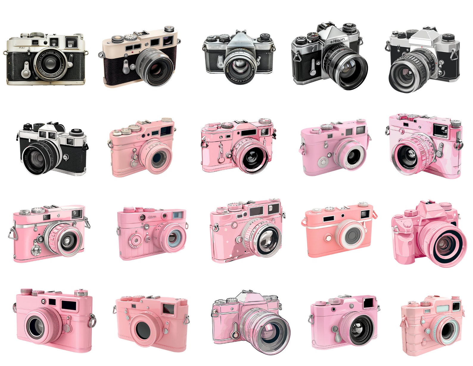 Pink Camera Clipart Bundle | 67 PNG Modern Cameras | Instant Download ...