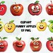 Funny Apple Clipart, Cute Fruit PNG, Cartoon Apples for Stickers ...