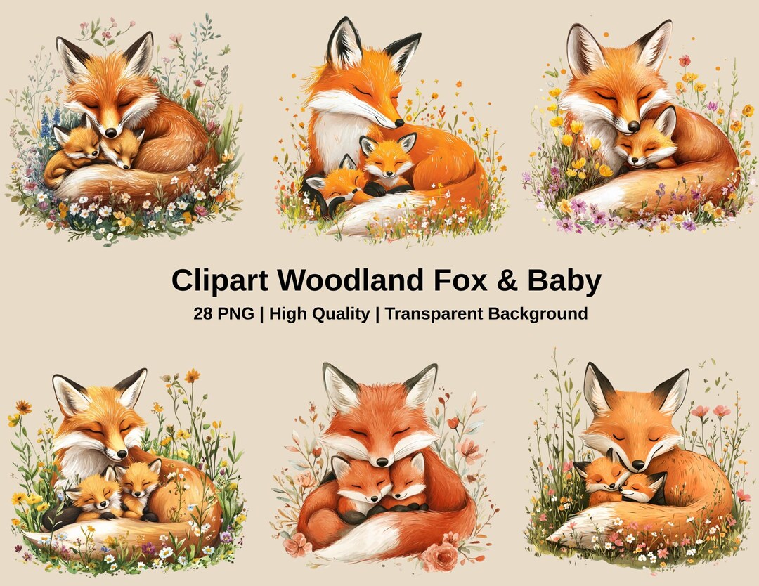 Fox Family Clipart Bundle: Woodland Animals PNG (commercial Use) - Etsy