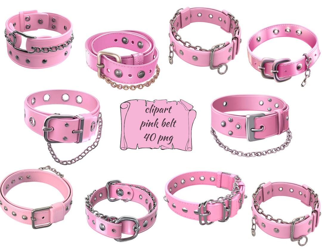 Pink Belt Clipart Bundle, Pink Leather Belt PNG, Edgy Fashion ...