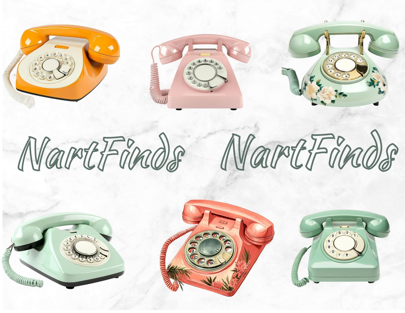 Vintage Landline Phone Clipart Bundle 46 Pngs for Timeless and Elegant ...