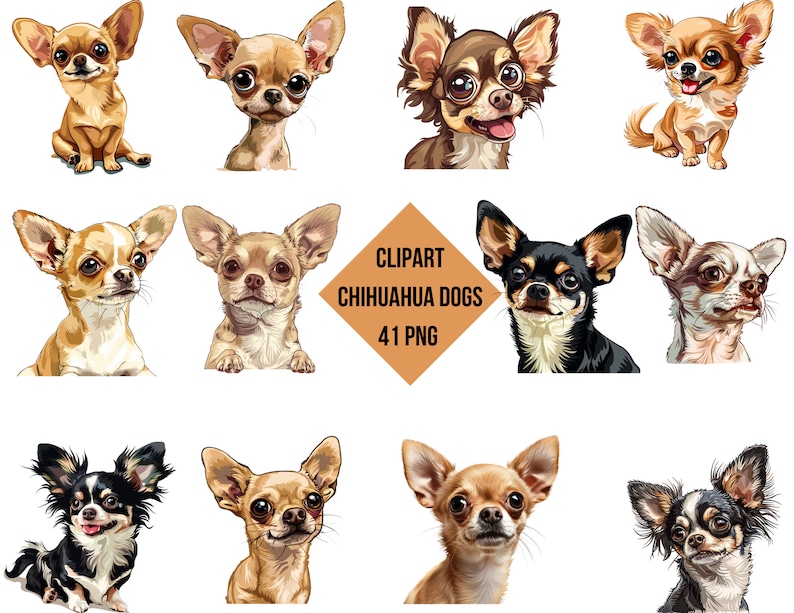 Clipart Chihuahua Dogs | Chihuahua Dogs PNG | Digital Print Chihuahua ...