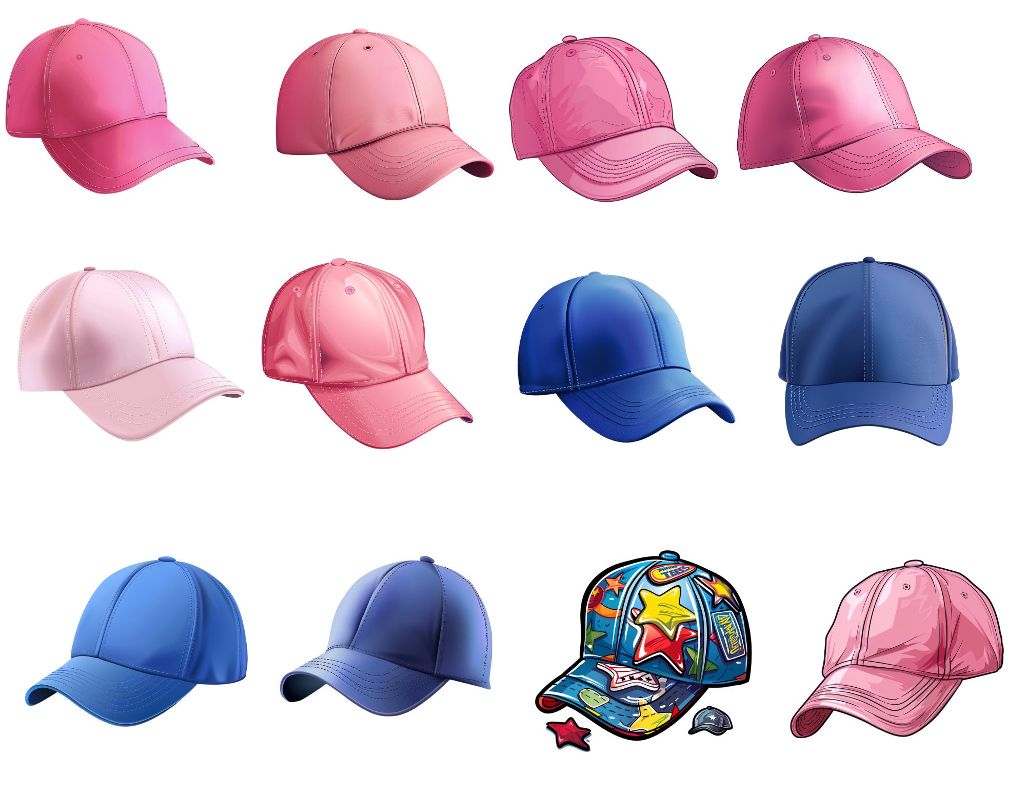 Clipart Baseball Caps | Baseball Caps PNG | Digital Print Baseball Caps ...