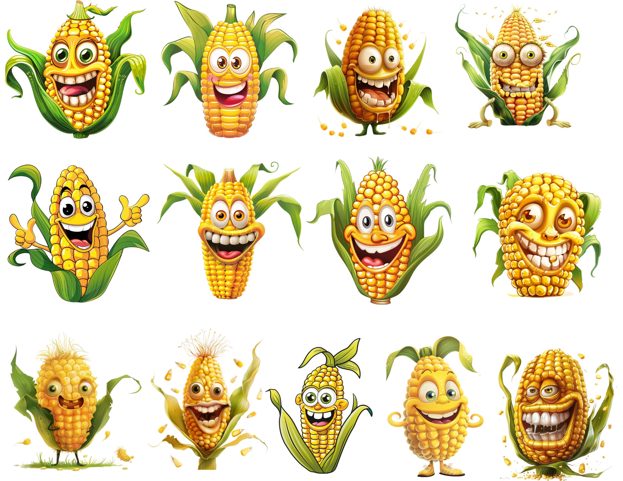Clipart Funny Corns Set | Funny Corns 44 PNG | Digital Print Cute Corns ...