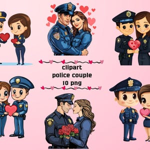Clipart Police Couple, Police Couple Png, Valentine Decor, Cute Design ...
