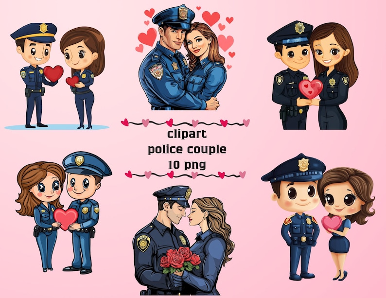 Clipart Police Couple, Police Couple Png, Valentine Decor, Cute Design ...