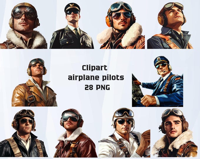 Pilot Clipart Airport Clip Art Airplane Digital Graphics Stewardess ...