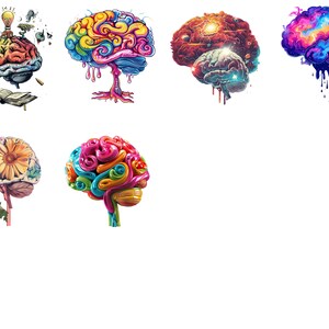 Clipart Brain Bundle | Colorful Brain Designs | Digital Print Brain ...