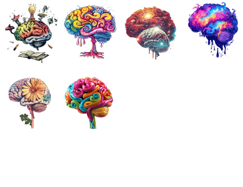Clipart Brain Bundle | Colorful Brain Designs | Digital Print Brain ...