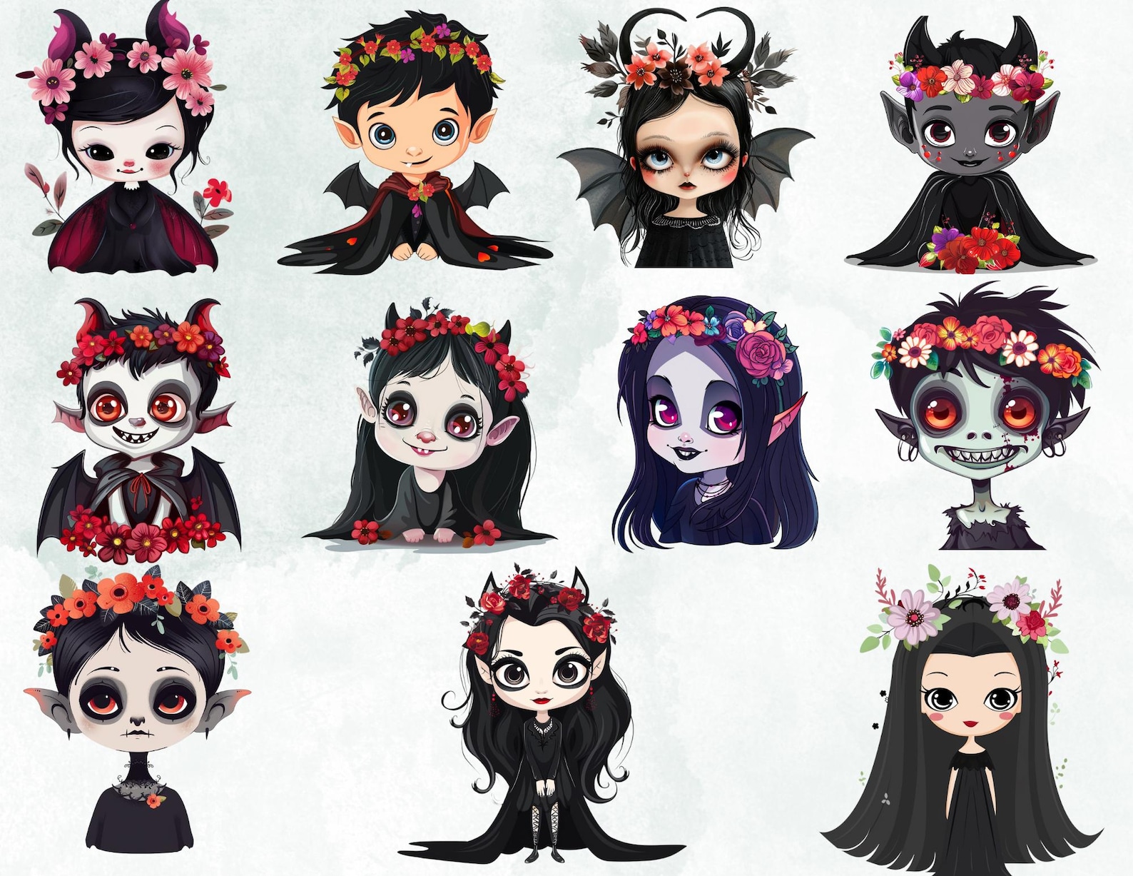 Pretty Vampires Clipart Bundle | Spooky Vampires PNG | Digital ...