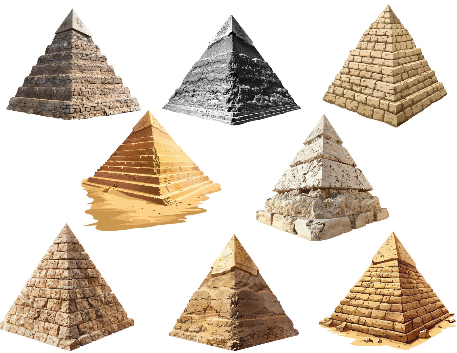 Clipart Pyramids | Pyramids Collection PNG | Digital Print Pyramids ...