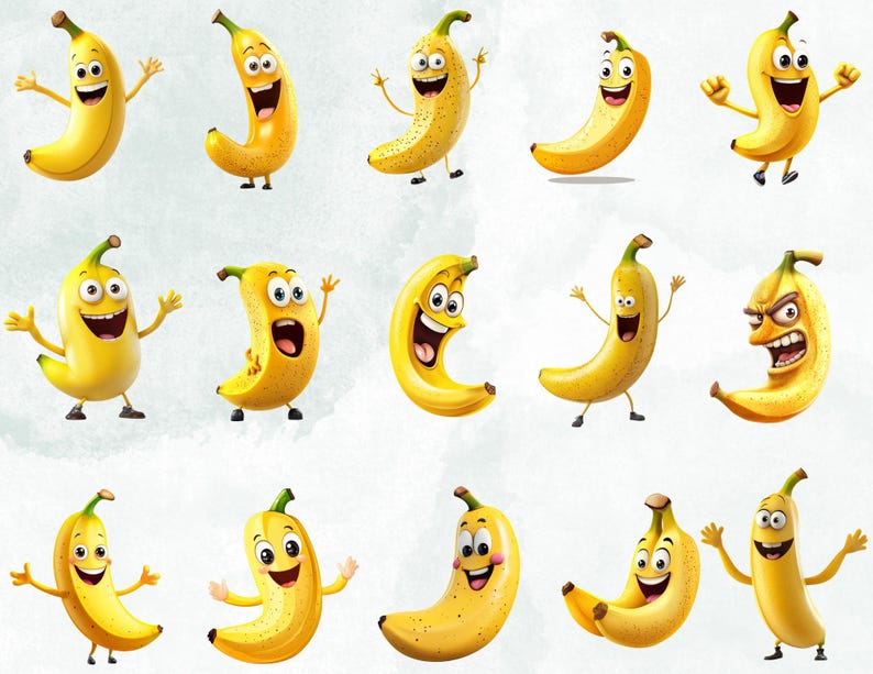 Clipart Funny Bananas Funny Bananas 44 PNG Digital Print Cute Bananas ...