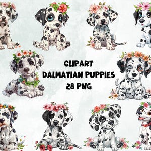 Clipart Dalmatian Puppies | Dalmatian Puppies With Flower | Cute Dog ...