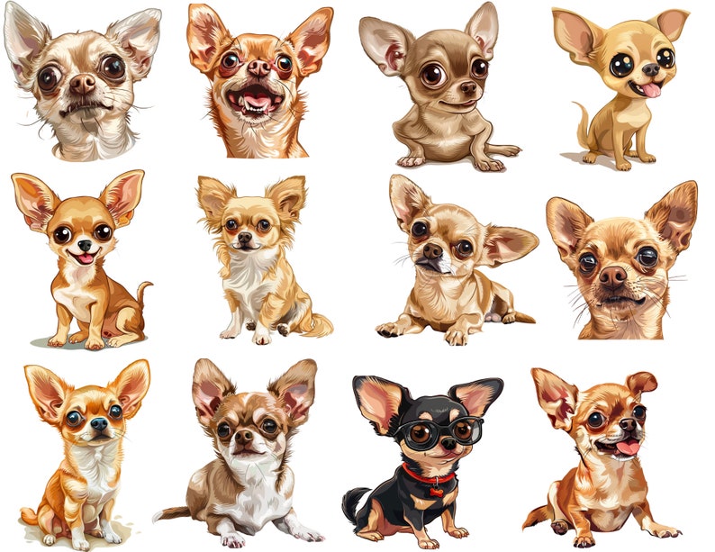 Clipart Chihuahua Dogs | Chihuahua Dogs PNG | Digital Print Chihuahua ...