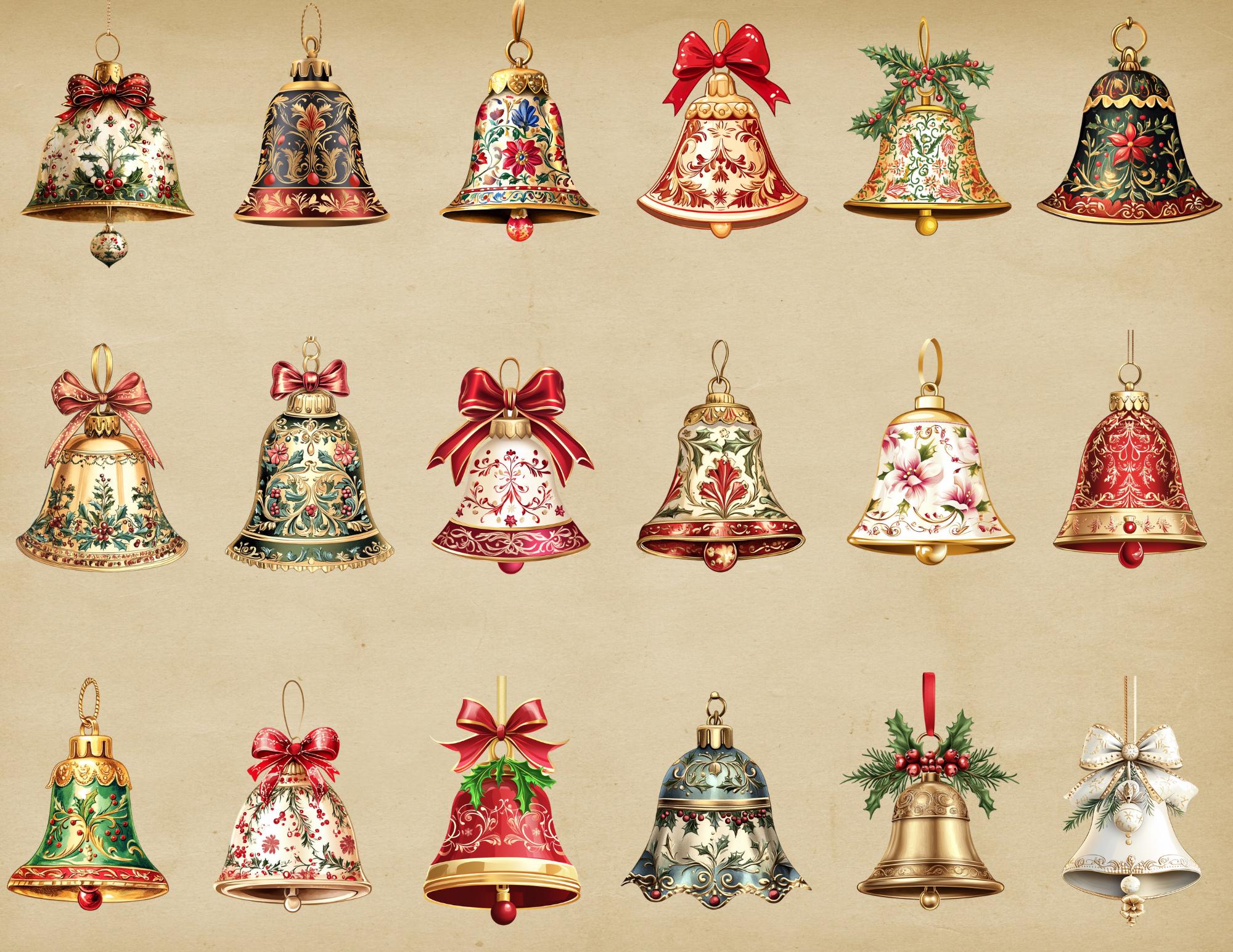 Clipart Christmas Bells 103 PNG Digital Print Pretty Bells Christmas ...