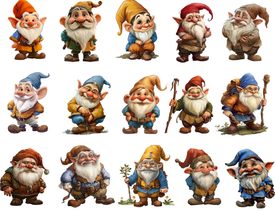 Clipart Dwarfs | Cute Dwarfs PNG | Digital Print Vintage Dwarfs ...
