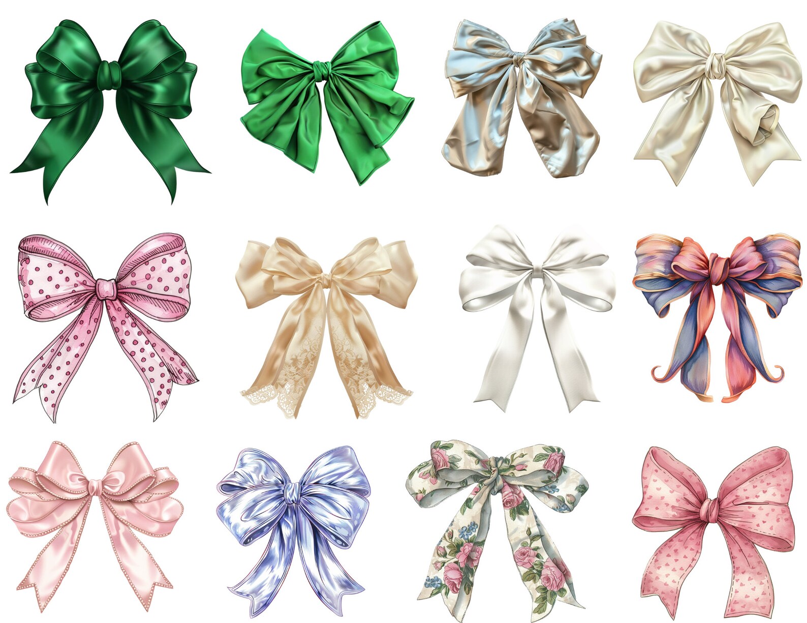 Clipart Pretty Bows | Colorful Bows PNG | Digital Print Bows ...