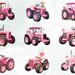 Clipart Pink Tractors, Tractors With Flowers 36 PNG, Digital Print Cute ...