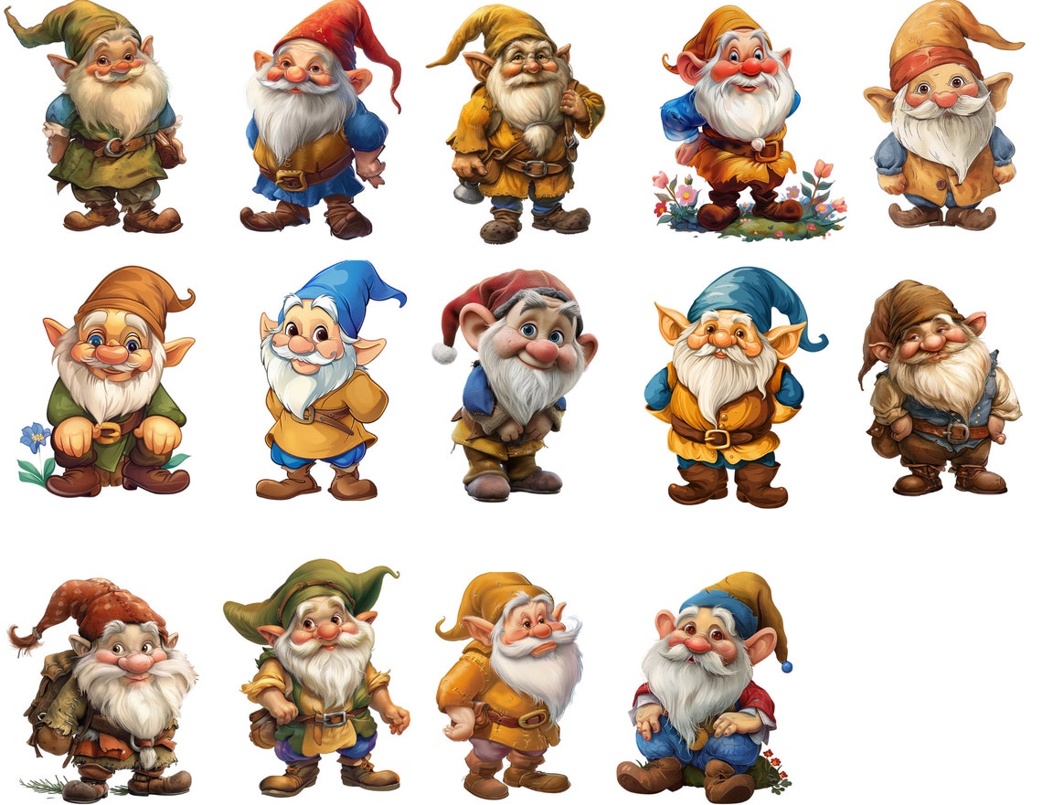 Clipart Dwarfs | Cute Dwarfs PNG | Digital Print Vintage Dwarfs ...