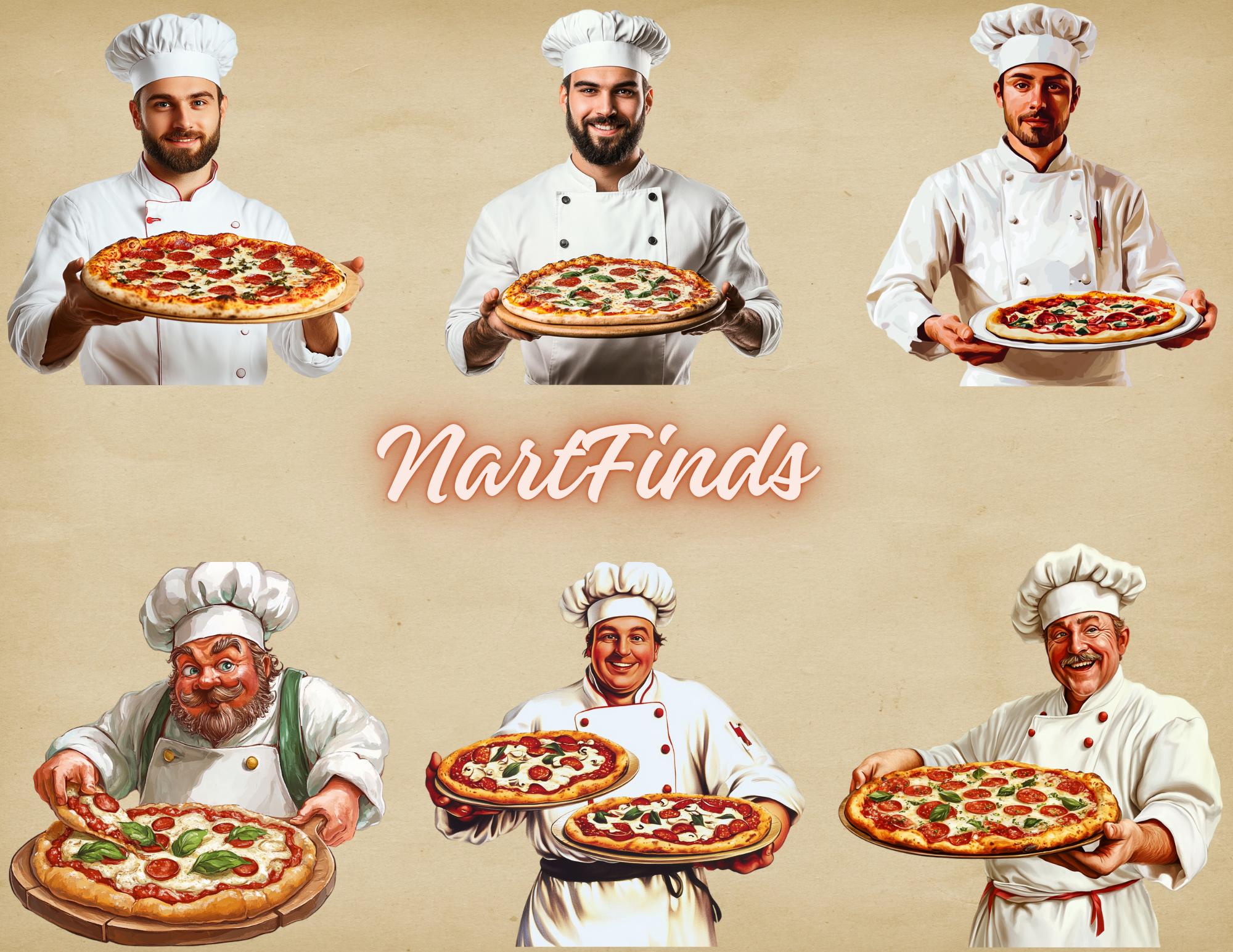 Chefs With Pizza Clipart Bundle | 57 PNG | Digital Art for Cooking ...