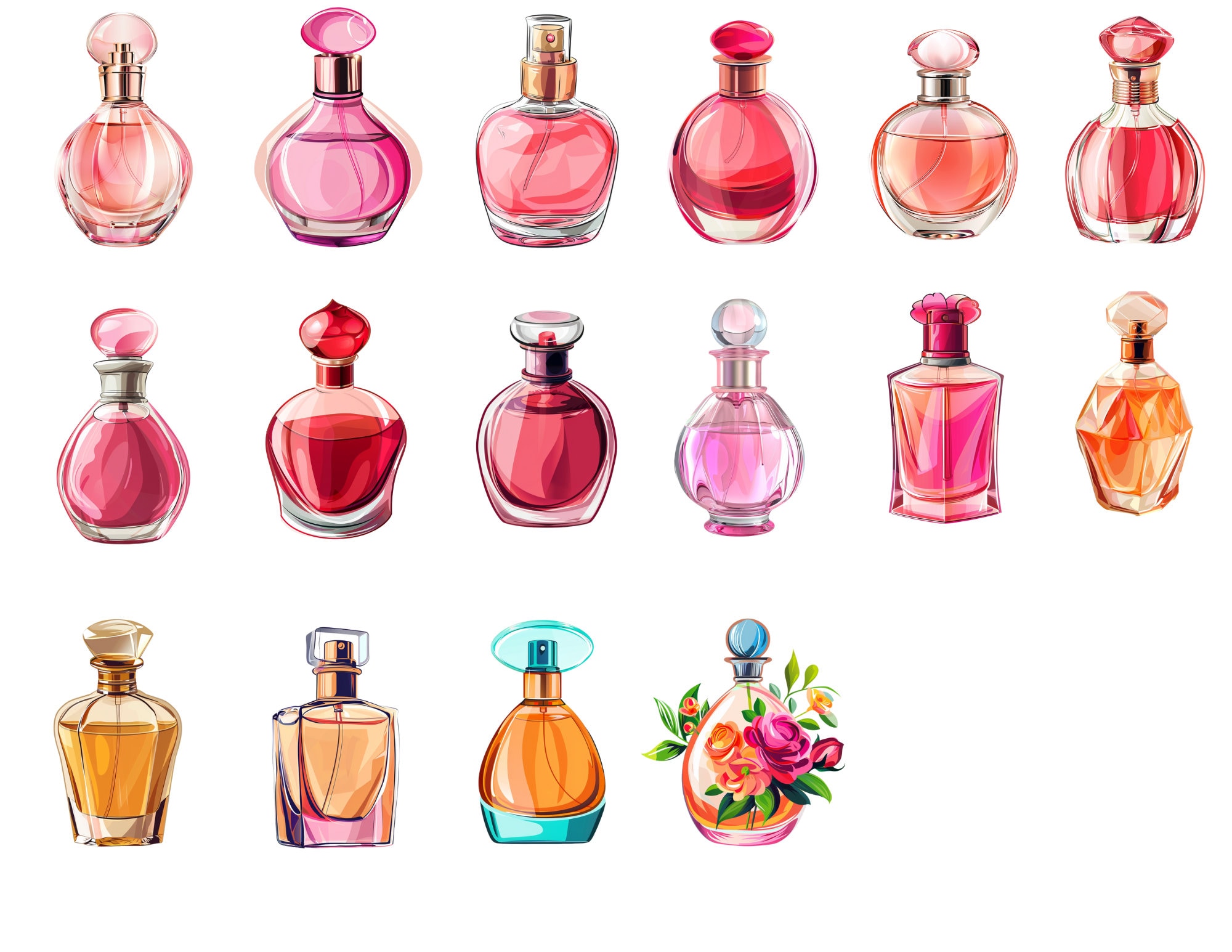 Perfumes Clipart | Stylish Perfume Graphics PNG | Digital Print Decor ...