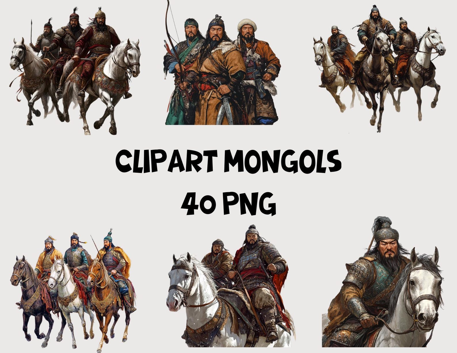 Mongol Warriors Clipart | Historical Empire 40 PNG Images, (commercial ...