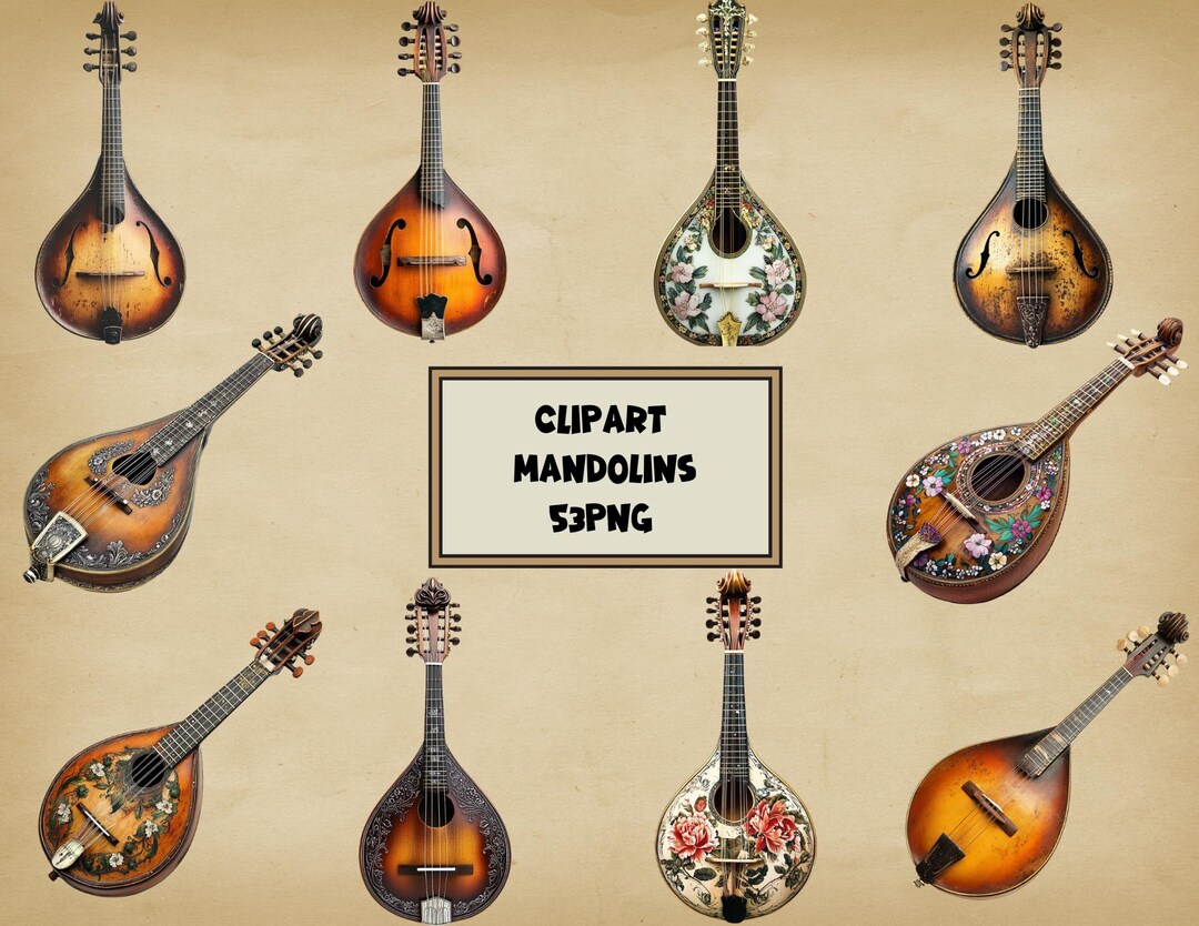 Mandolins Clipart Set | Vintage Mandolin 53 PNG | Digital Print ...