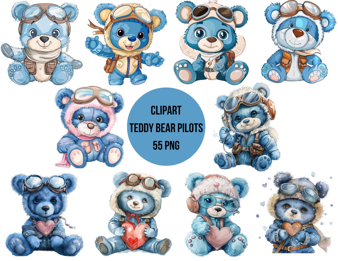Clipart Teddy Bear Pilots | Cute Teddy Bear Pillots PNG | Transparent ...